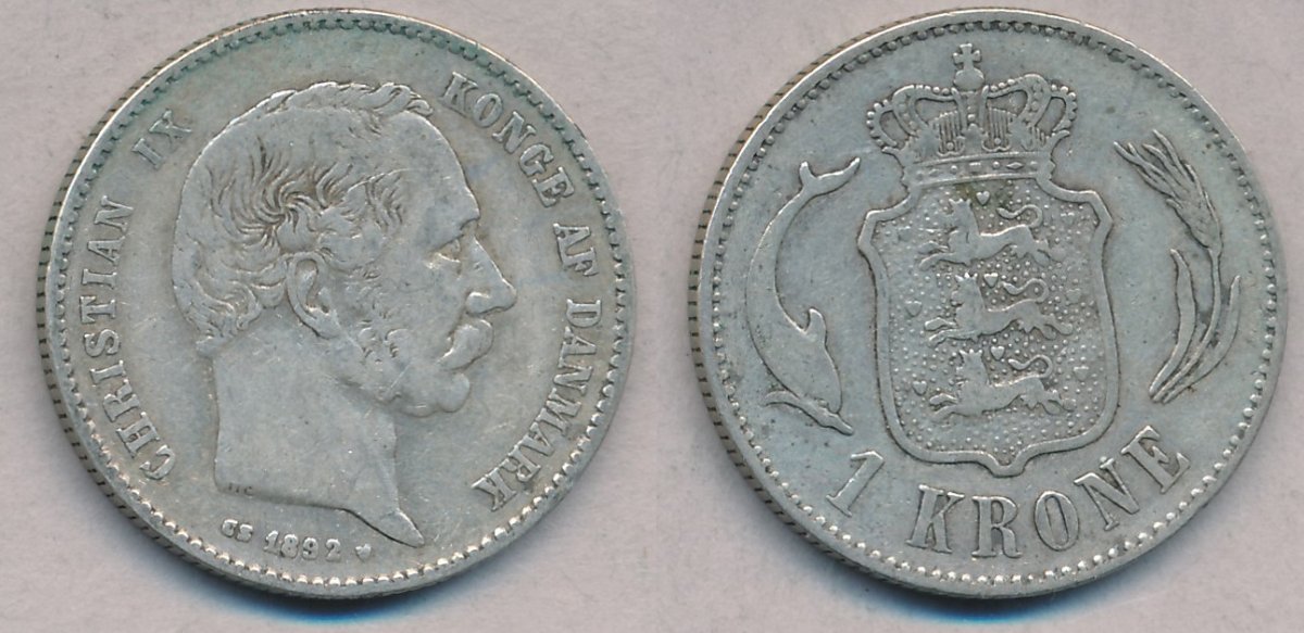 1892, 1 krone, sølvmønt, 1, - 1 krone sølv 1875 - 1916. - samlerforum ...