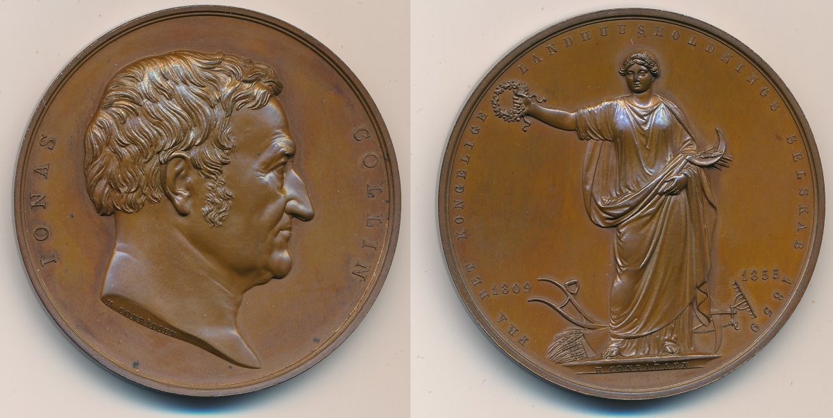 1855, Jonas Collin, bronze, 0 - Medaljer udført i bronze og andet ...