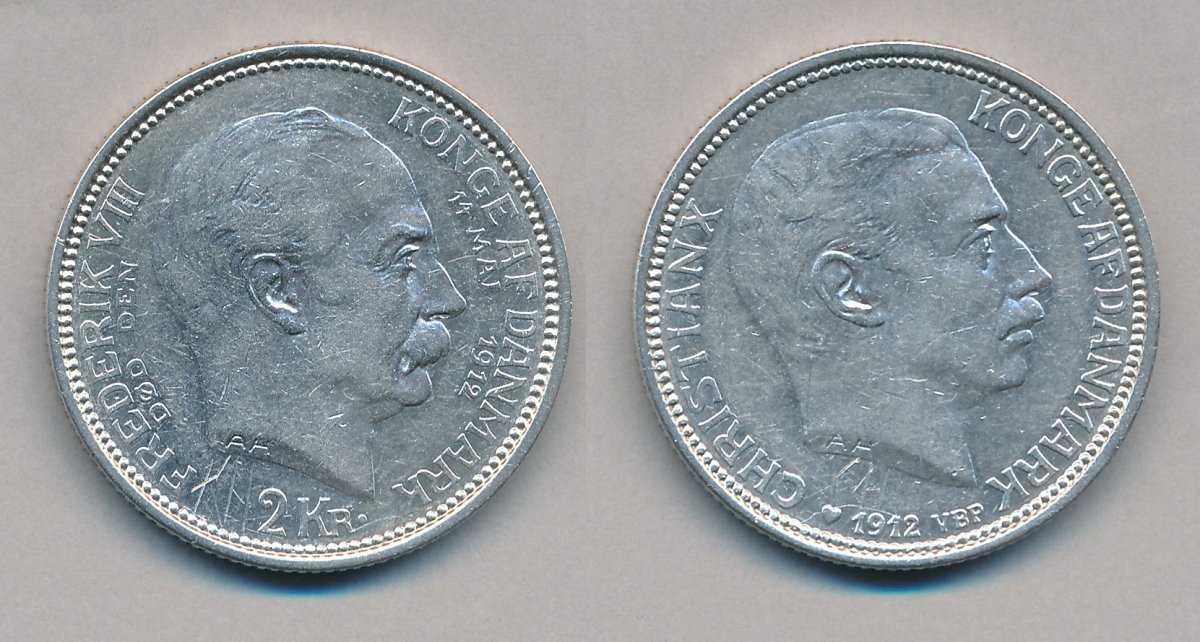1912, 2 kroner, Tronskifte Frederik VIII til Christian X, 01, - 2 ...