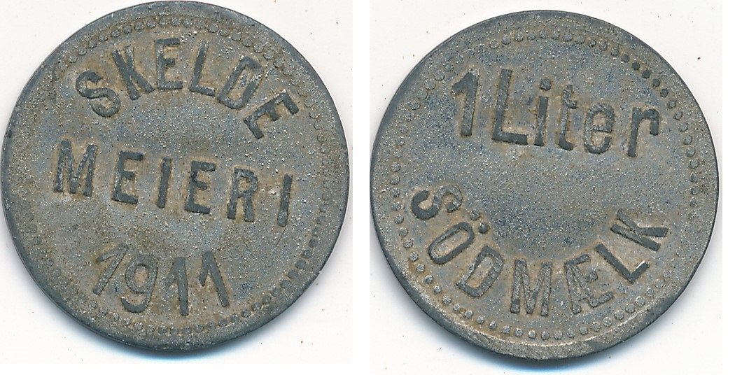 Skelde Mejeri 1911, 1 liter sødmælk, mejeritegn, - Mejeritegn / Mejeri ...