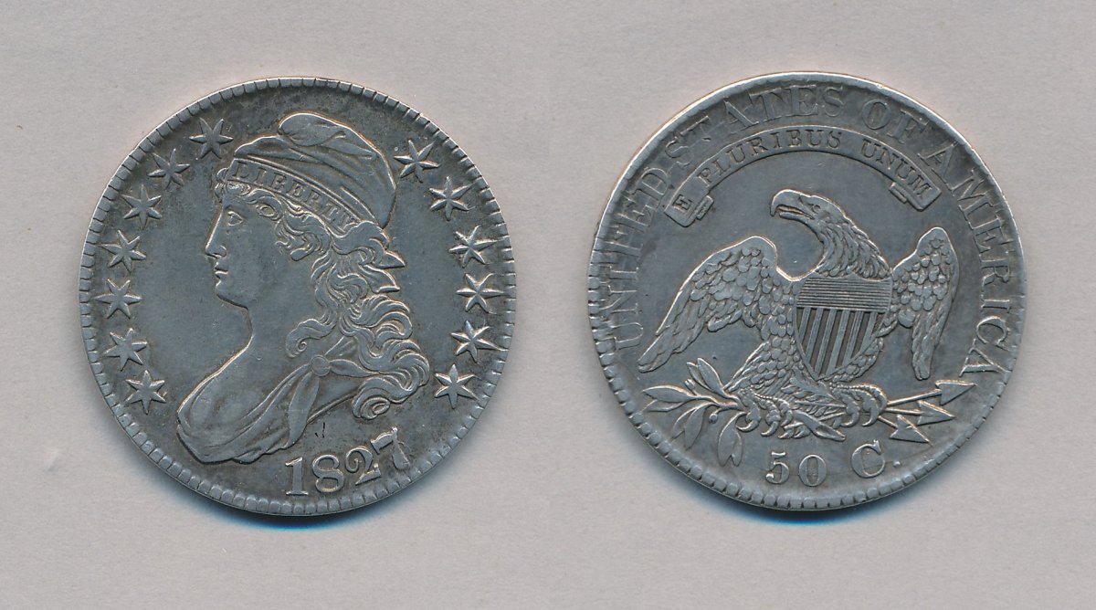 1827, USA, ½ dollar, 1+, - ½ dollar / 50 cents - samlerforum - Agau ...