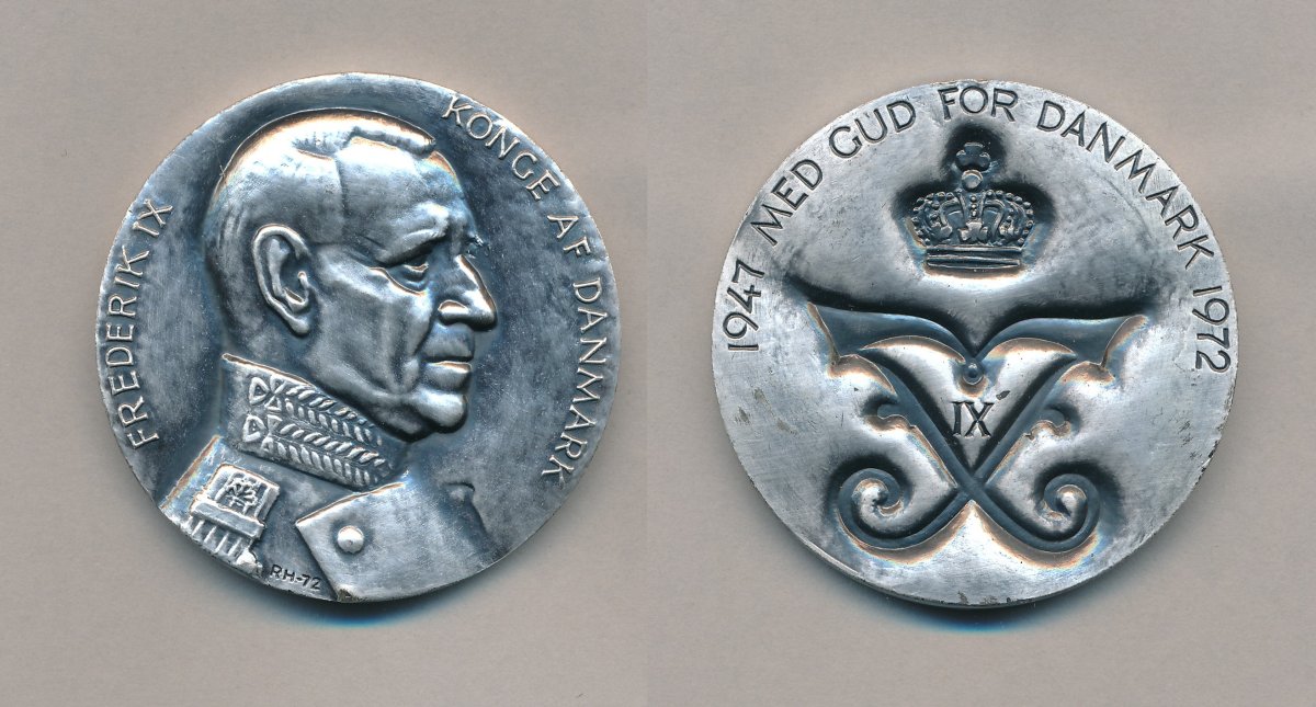 Frederik IX, Konge af Danmark, sølvmedalje udført af Sporrong, nr 888/3000, - Medaljer udført i ...