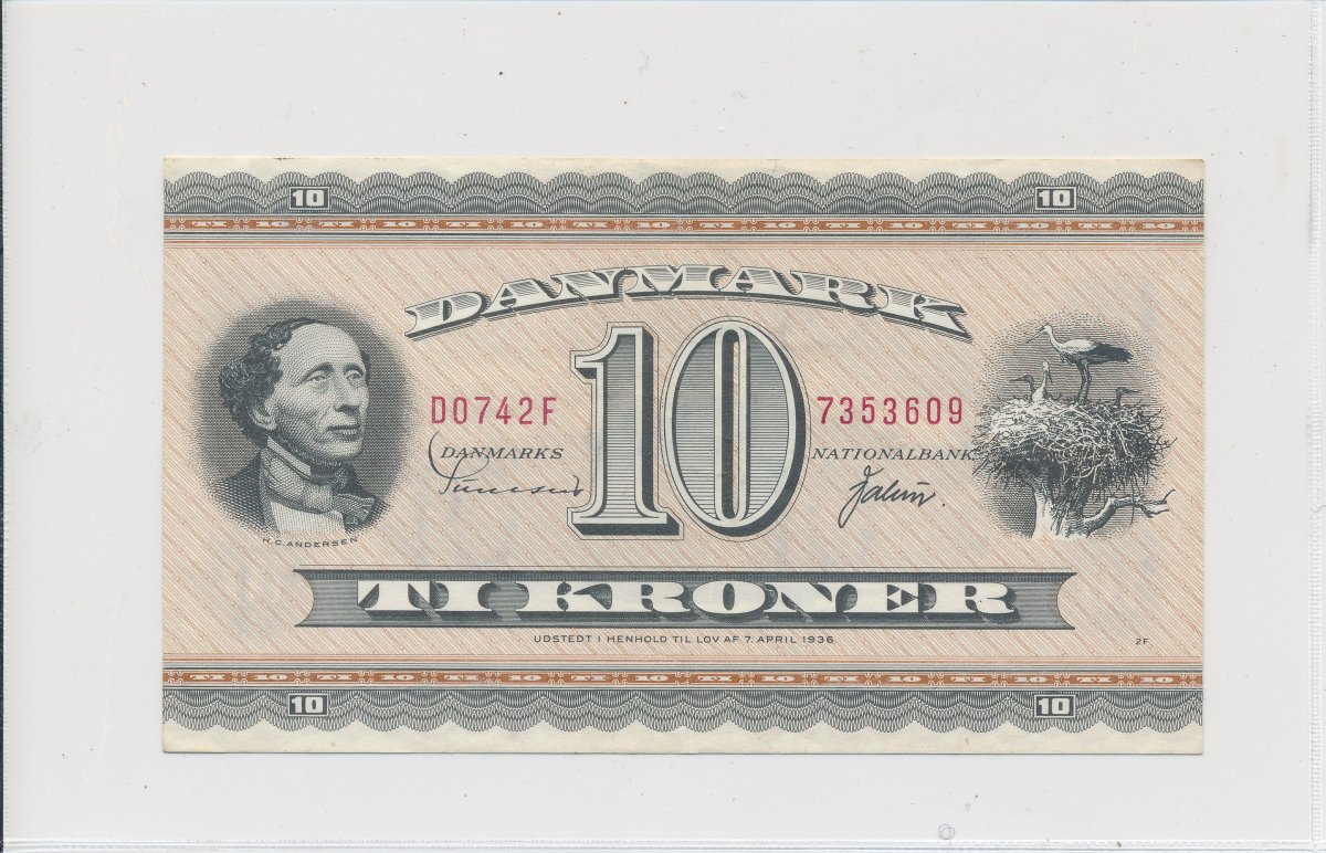 1974, 10 kroner, D0, seddel, S 133, 1+, HCA, - 10 kroner seddel ...