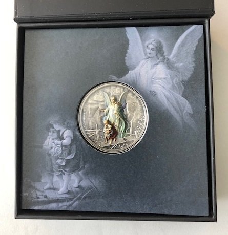 2023, Cook Island, Guardian Angle coin, 5 dollars, Skytsengel lykkemønt ...